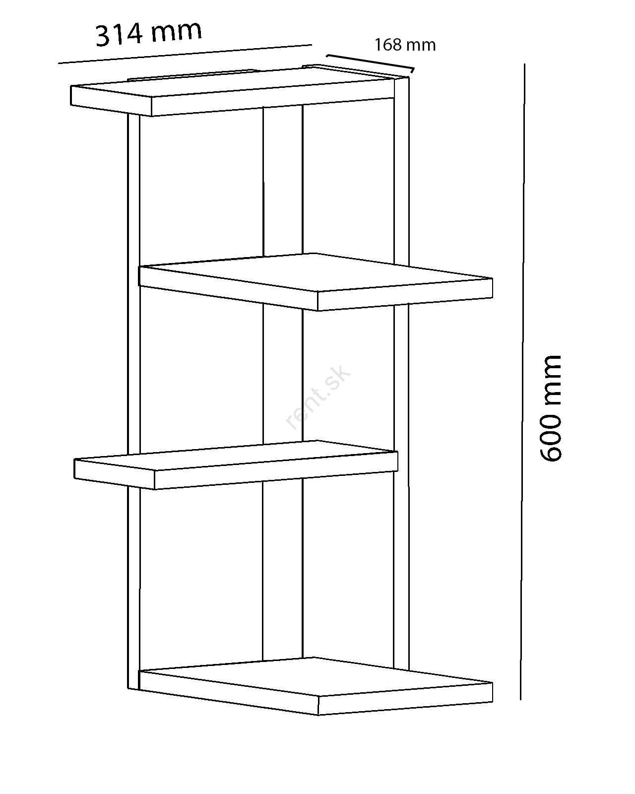 Rohová nástenná polica MILANO 60x31,4 cm biela | rent.sk